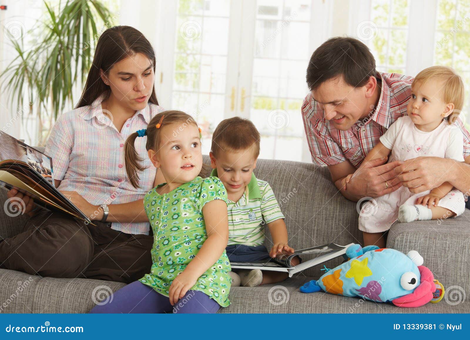 Parents with Children at Home Stock Image - Image of affection ...
