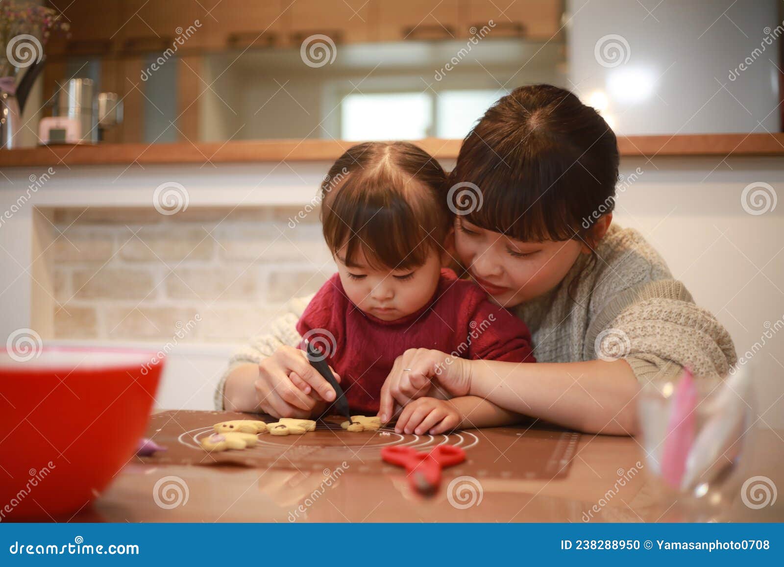 Parents and Children Making Sweets Stock Photo - Image of rearing ...