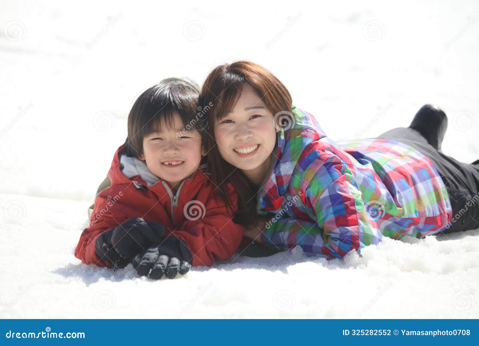 Parents and Children Playing in the Snow Stock Photo - Image of space ...