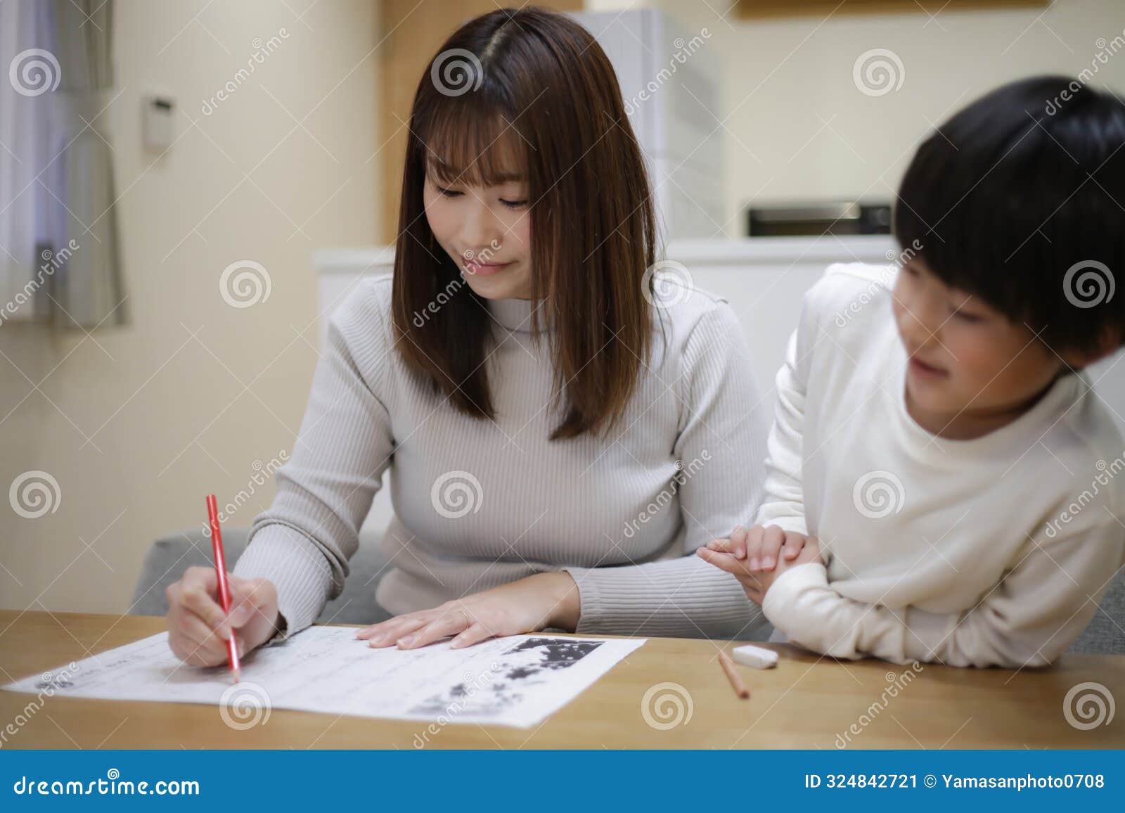 Parents and Children Studying Stock Image - Image of lifestyle, child ...