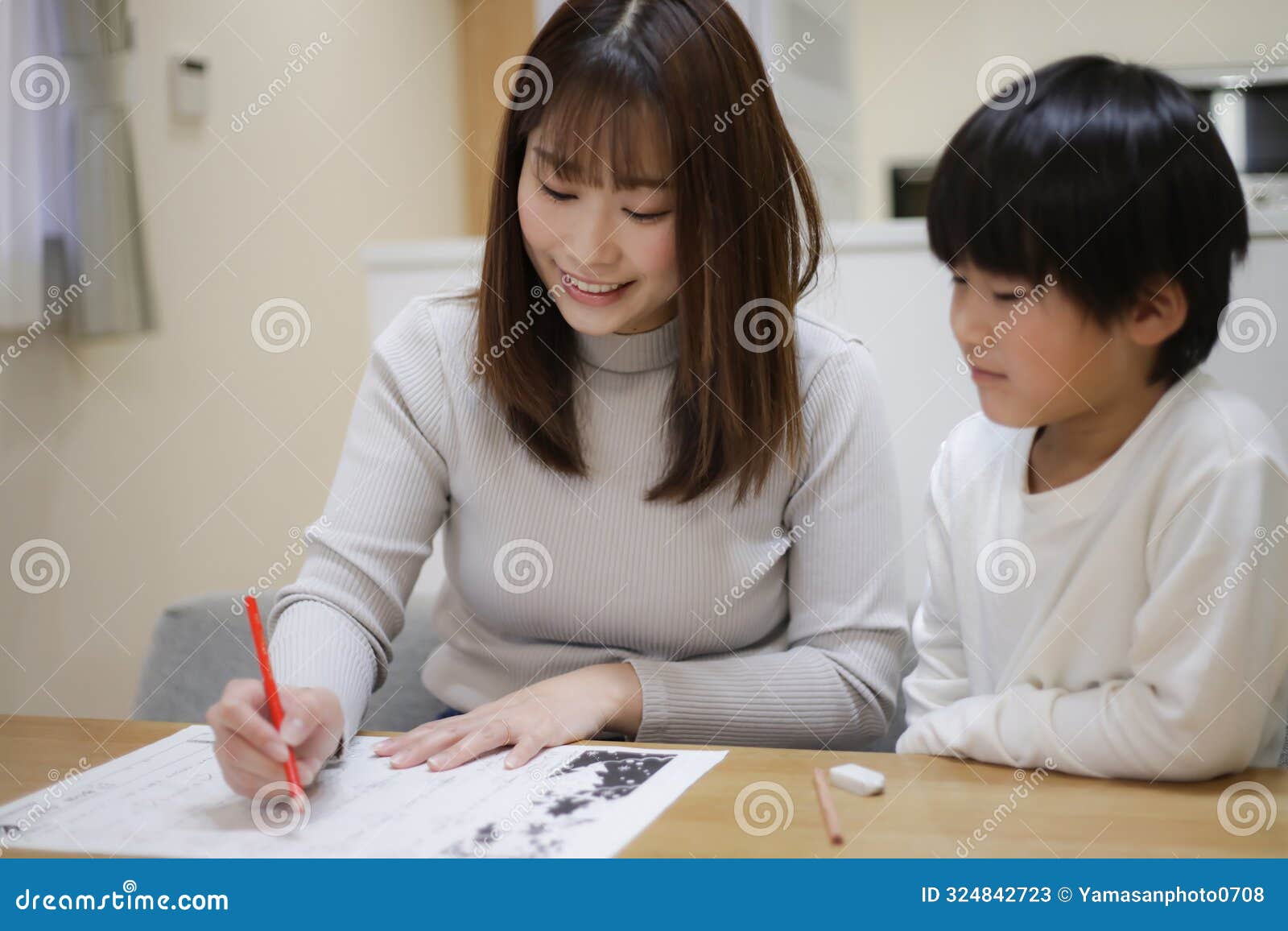 Parents and Children Studying Stock Image - Image of family, person ...