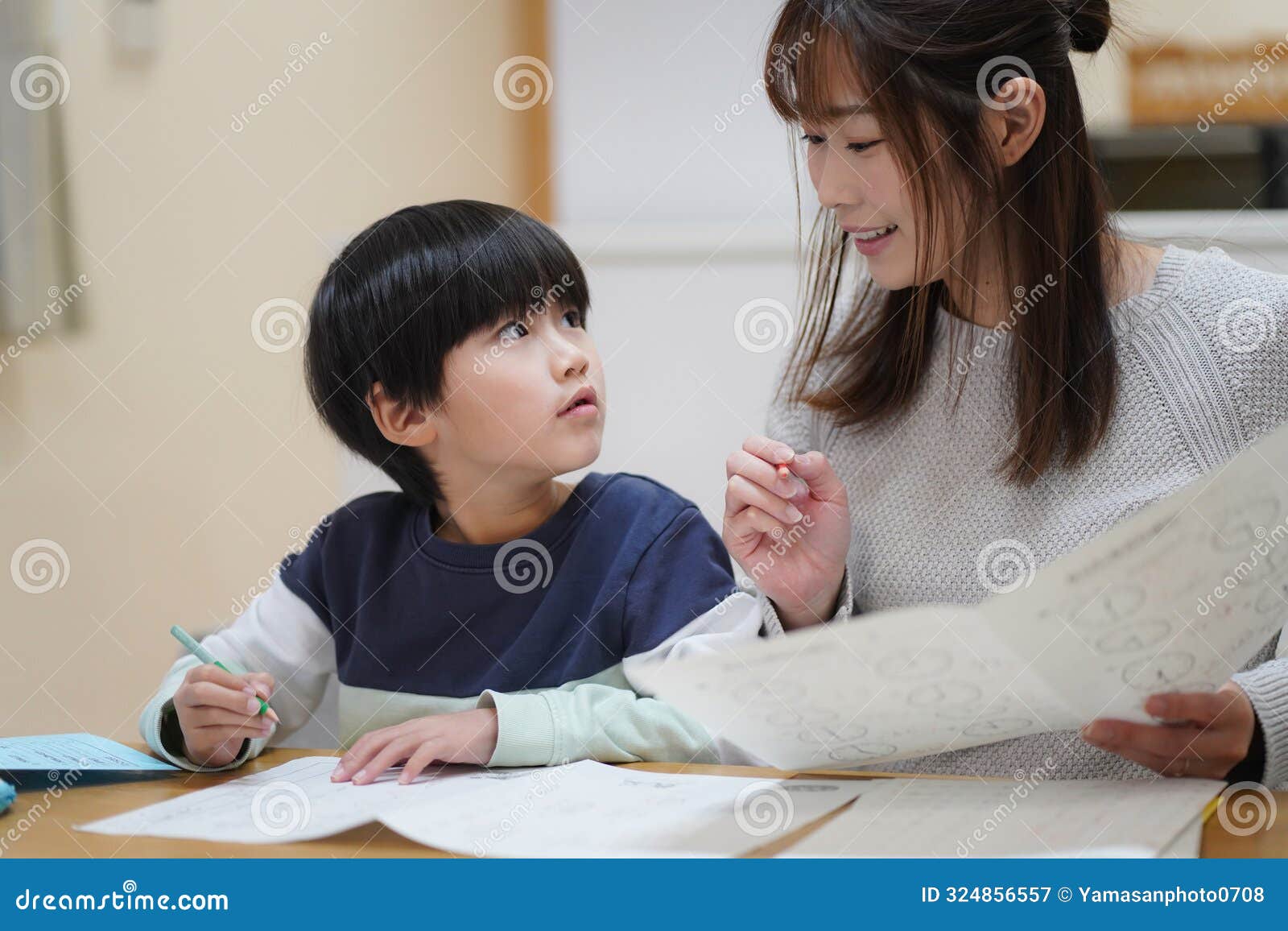 Parents and Children Studying Stock Image - Image of copy, pencil ...
