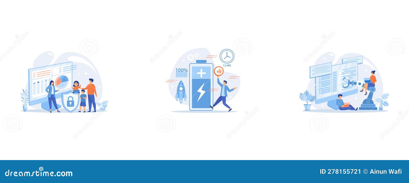 Battery Runtime Concept Landing Page. Cartoon Vector | CartoonDealer ...