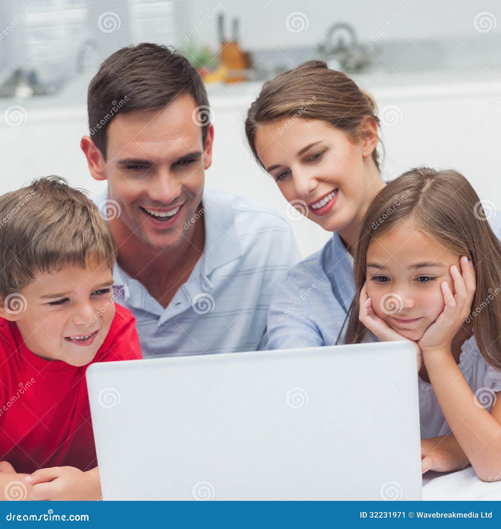 Parents and Children Using a Laptop Stock Image - Image of brown ...
