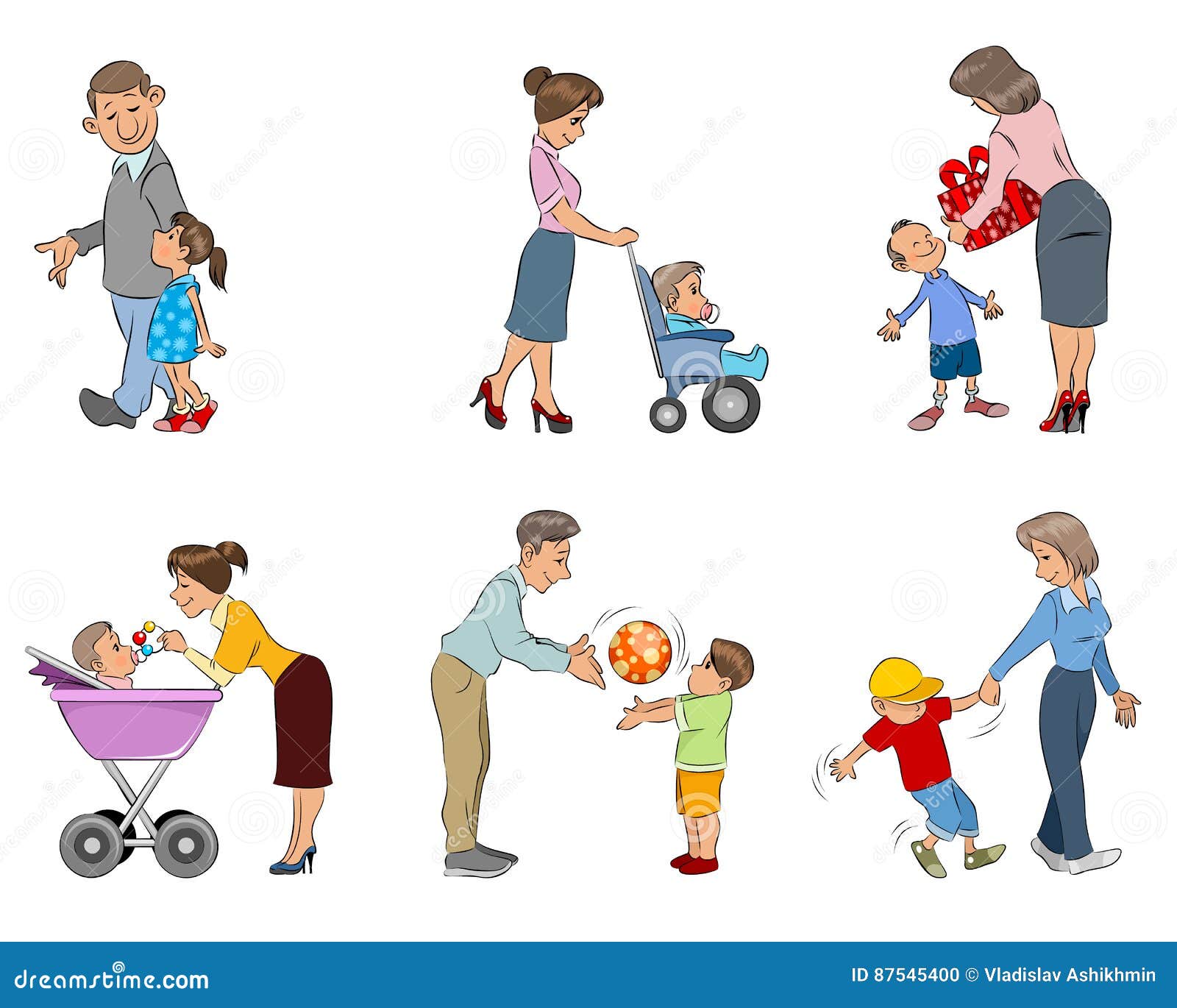 Parents with children stock vector. Illustration of care - 87545400