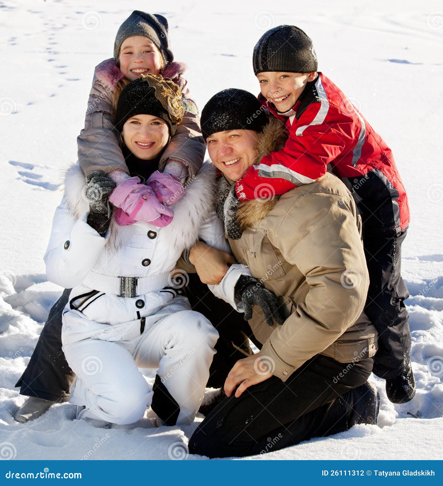 Parents with Children in the Winter Stock Photo - Image of male ...