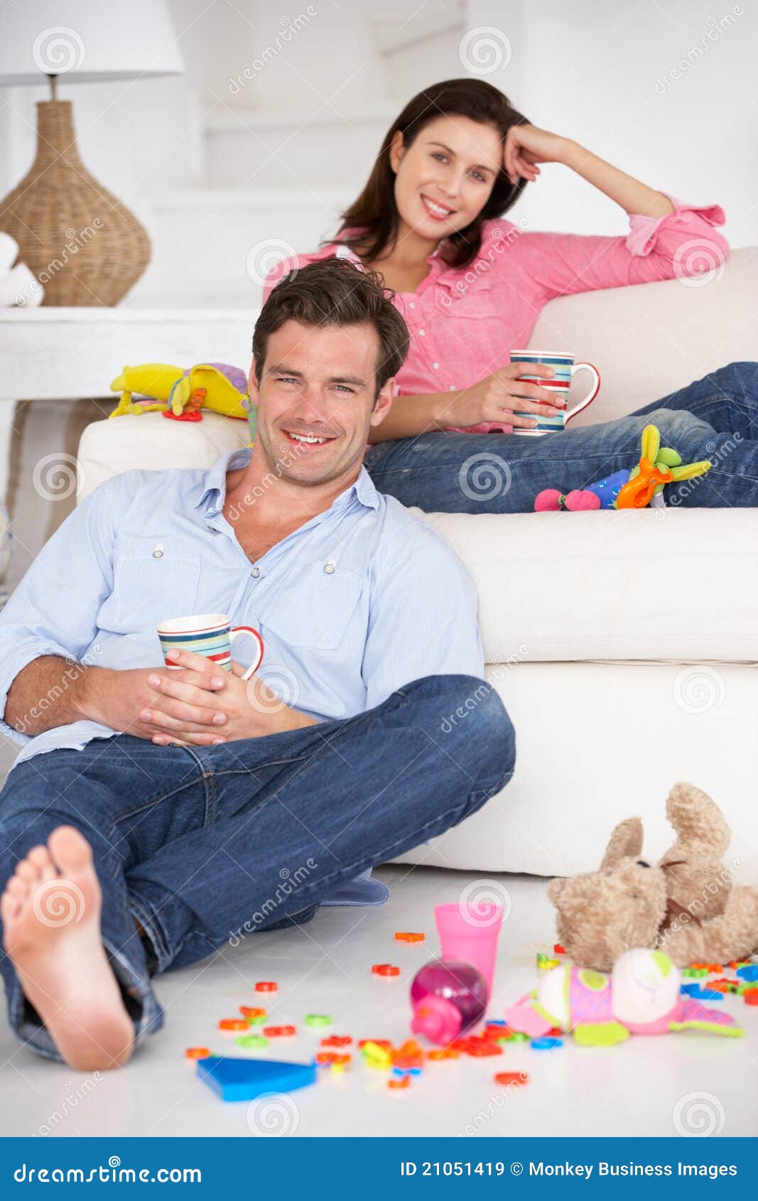 Parents Enjoying a Rest at Home Stock Image - Image of chaos, rest ...
