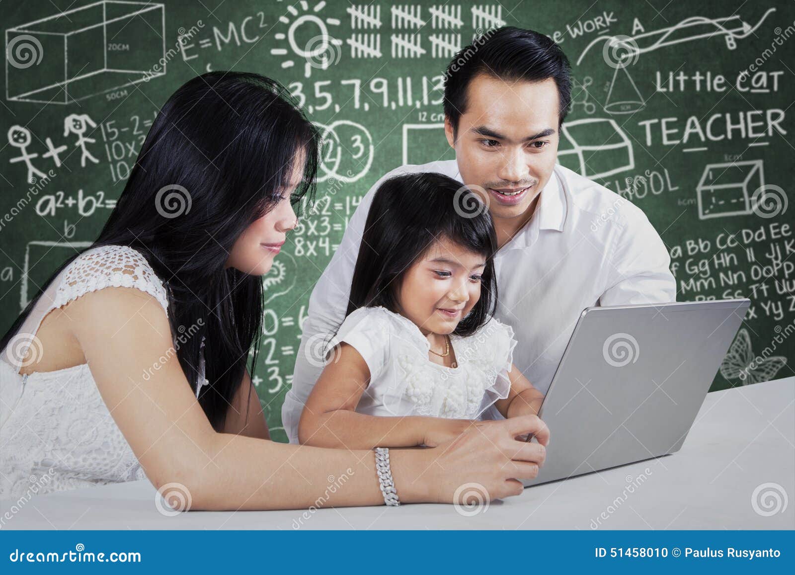 Parents Giving E-learning Education Stock Photo - Image of blackboard ...