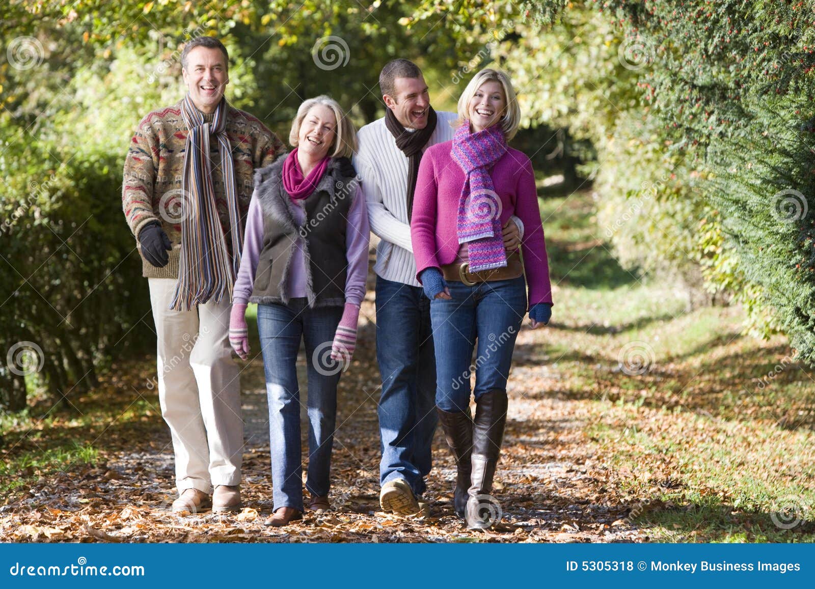 Parents and Grown Up Children on Walk Stock Photo - Image of scarf ...