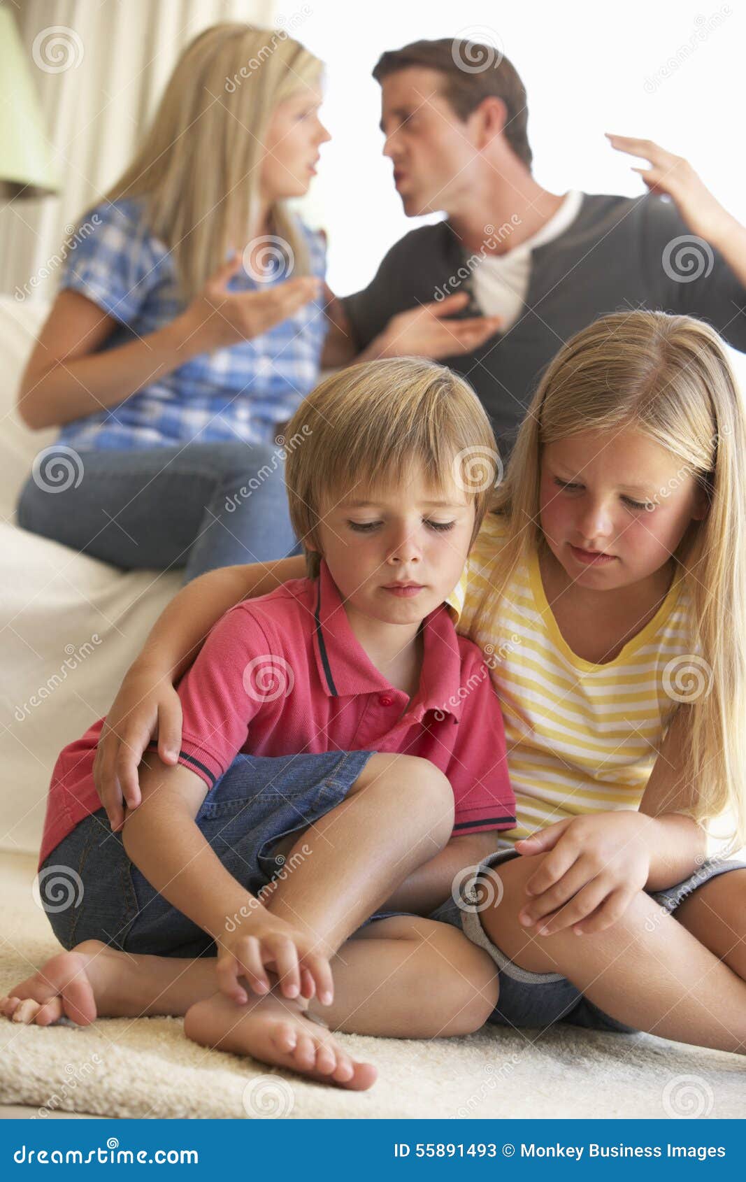 Parents Having Argument at Home in Front of Children Stock Image ...
