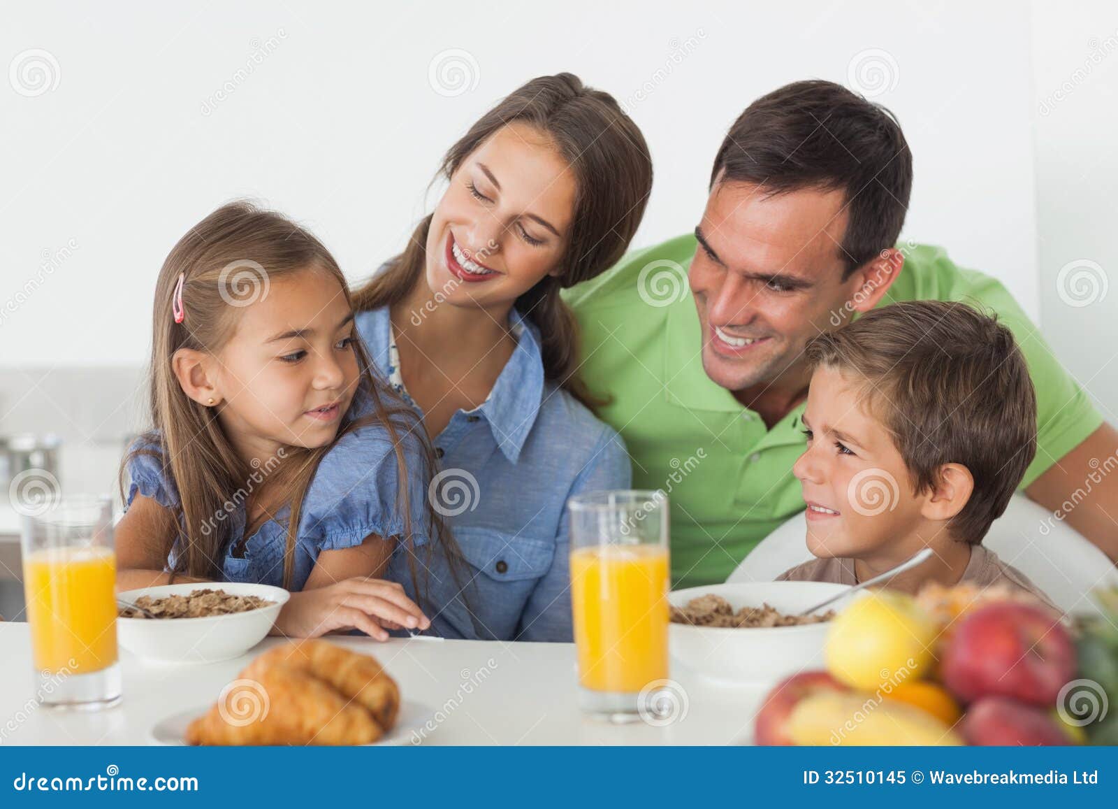 Parents Having Breakfast with Their Children Stock Image - Image of ...