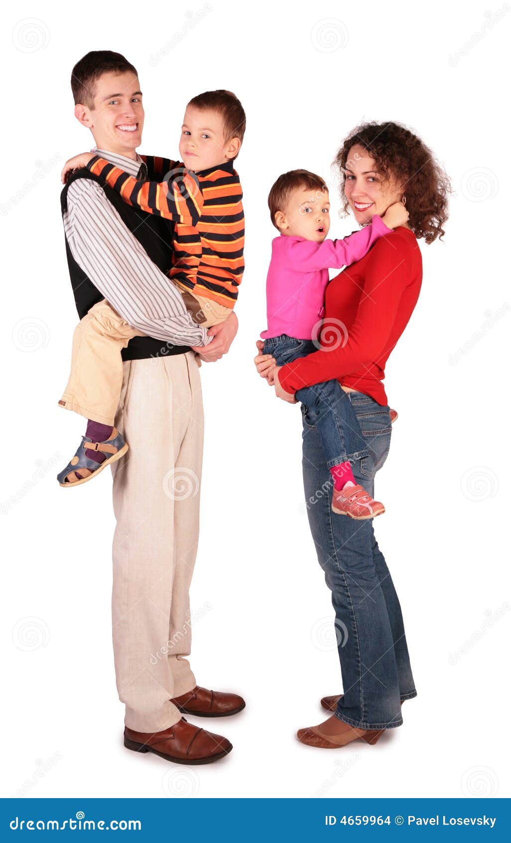 Parents Hold Children On Hands Stock Photo - Image: 4659964