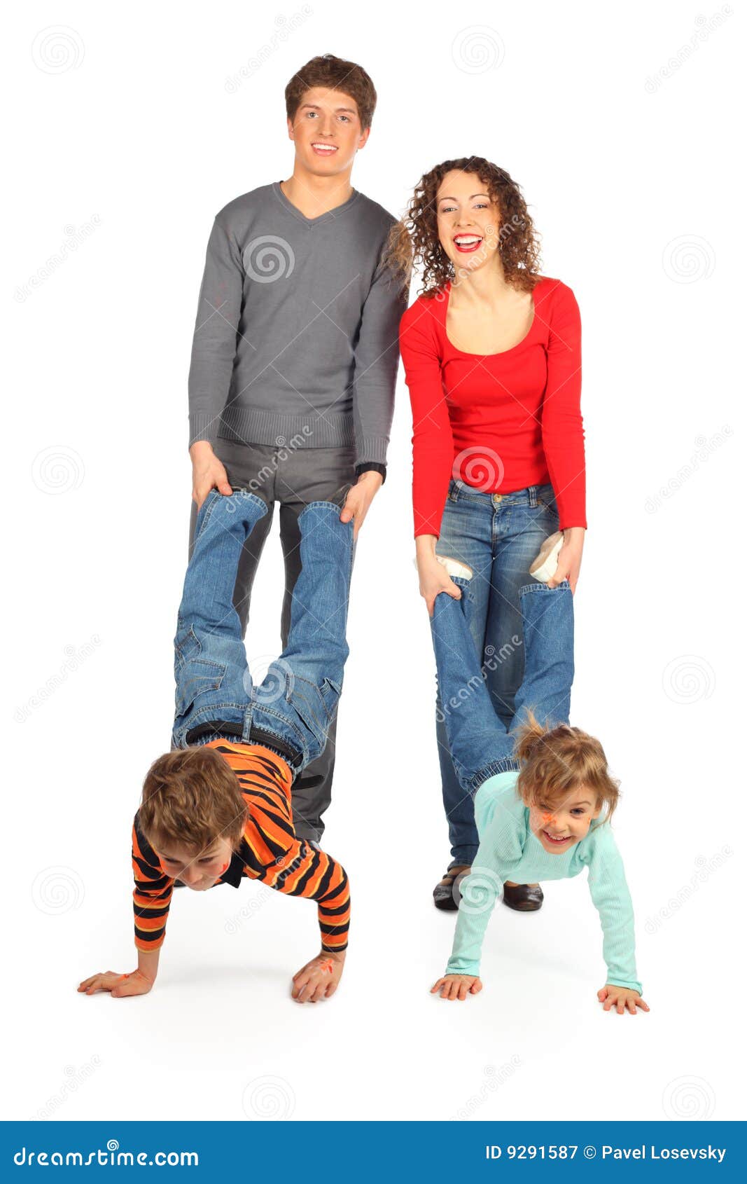 Parents Hold Children for Legs Stock Image - Image of people, adult ...