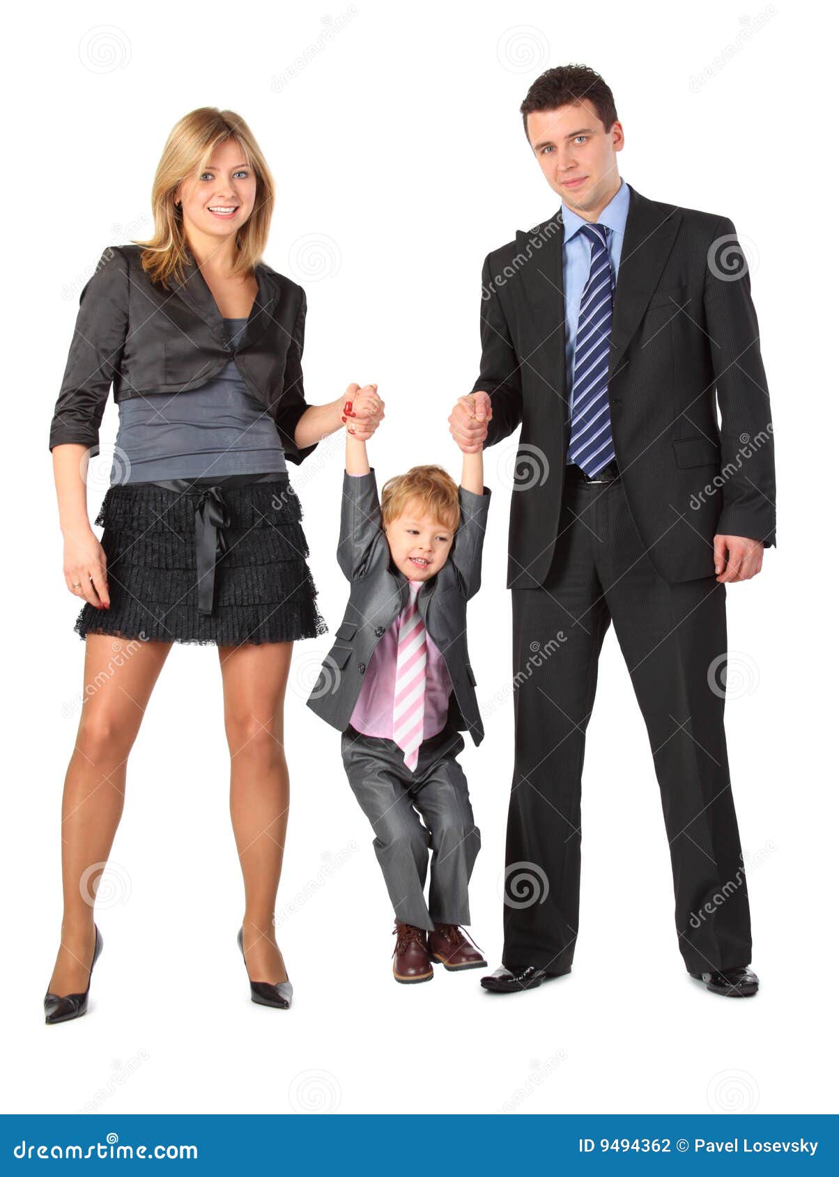 Parents Hold Son for Hands, Full Body Stock Photo - Image of female ...