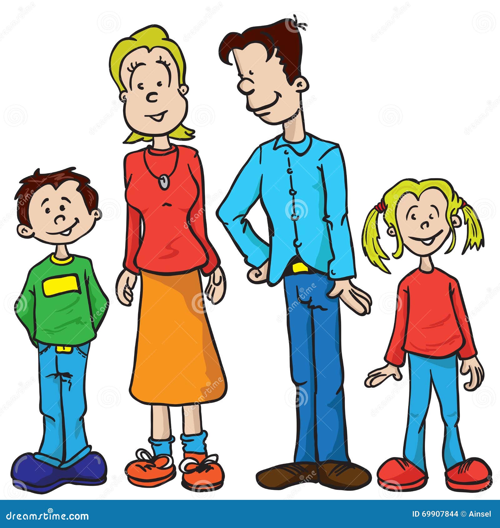 Parents and kids stock vector. Illustration of girl, positive - 69907844