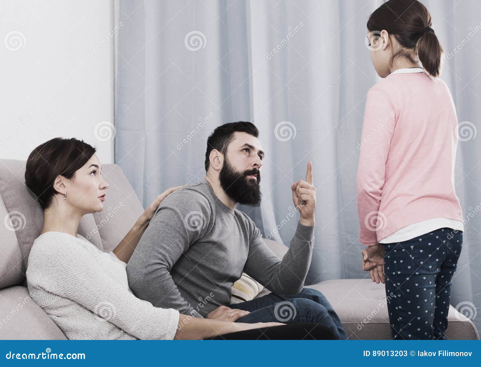 Parents Lecturing Their Daughter Stock Image - Image of arguing ...