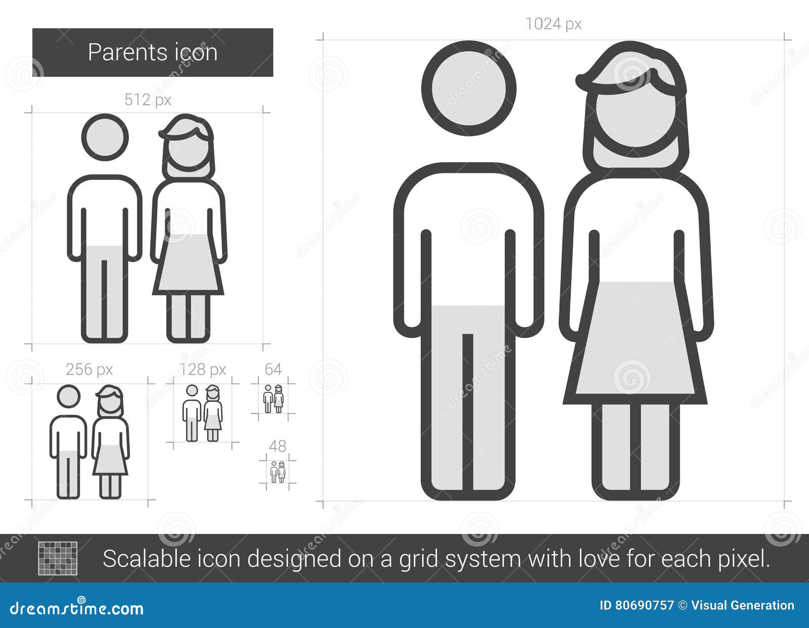 Parents line icon. stock vector. Illustration of flat - 80690757