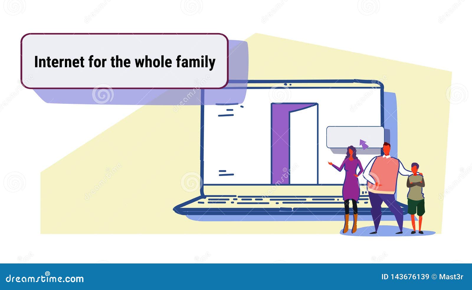 Parents and Son Using Laptop Computer Web Browser Internet for Whole ...