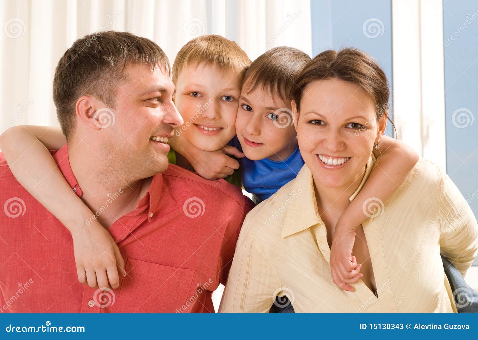 Parents with Their Two Children Stock Image - Image of nice, female ...