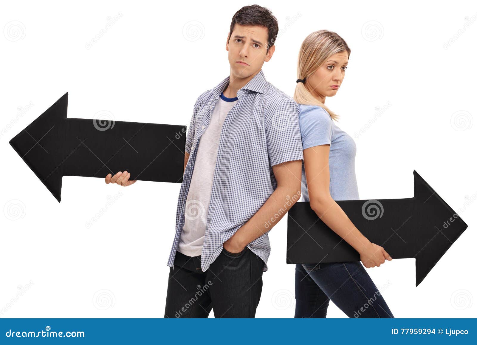 Pares Com As Setas Que Apontam No Sentido Oposto Foto de Stock - Imagem ...