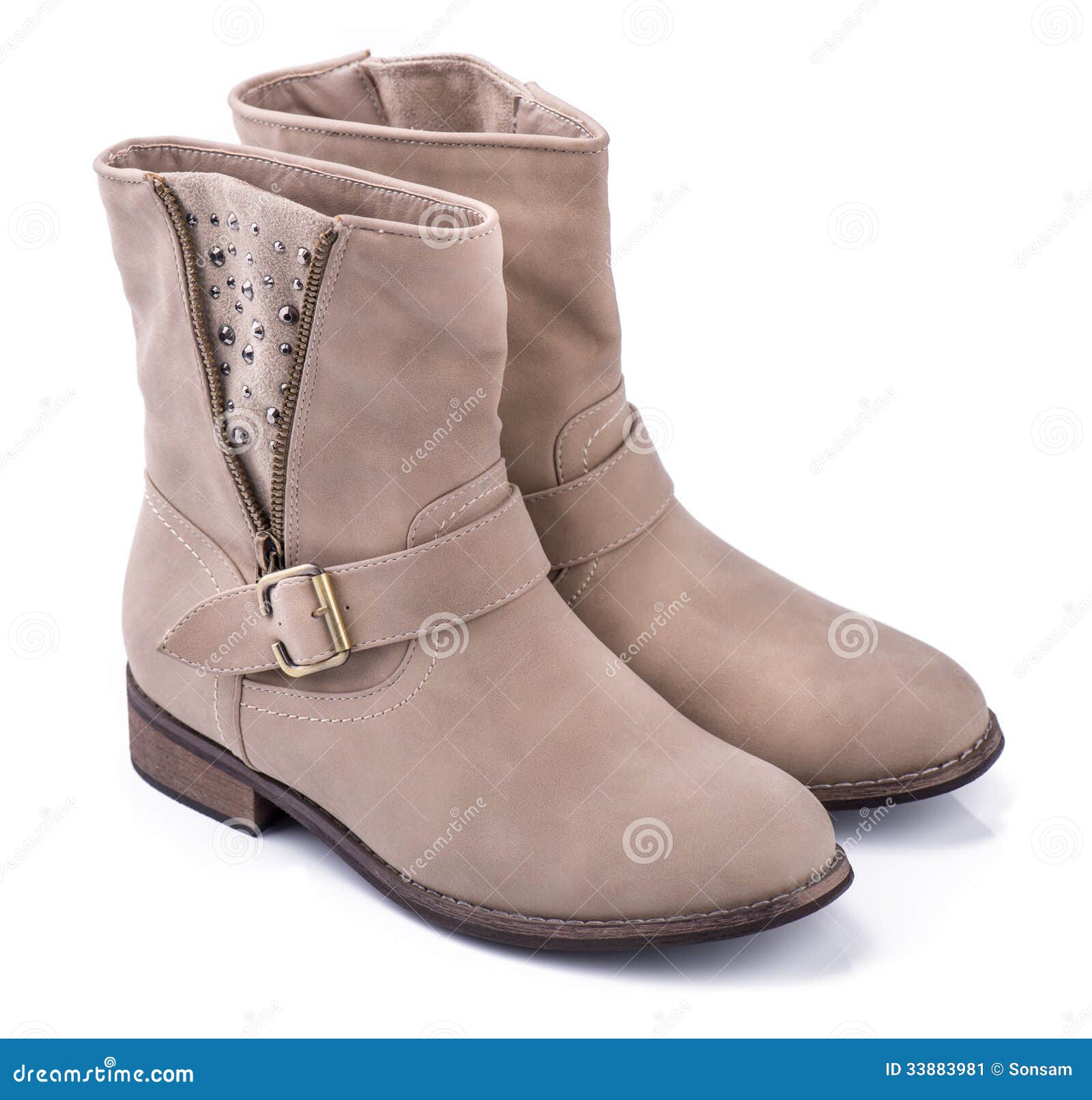 Pares De Botas Beige De La Mujer De La Moda Imagen de archivo - Imagen ...