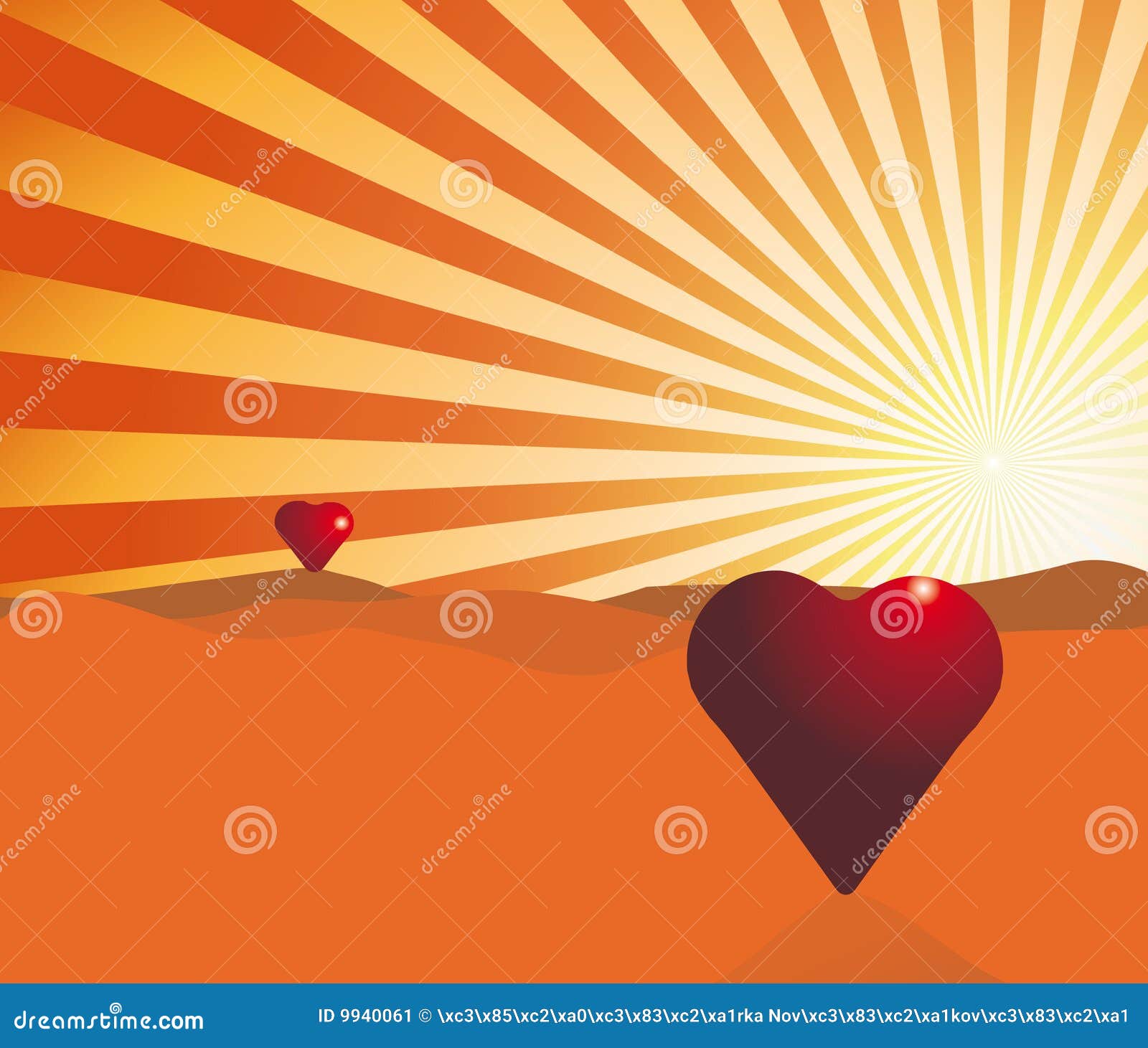 Pares De Corazones En El Sol De Levantamiento Ilustración del Vector ...