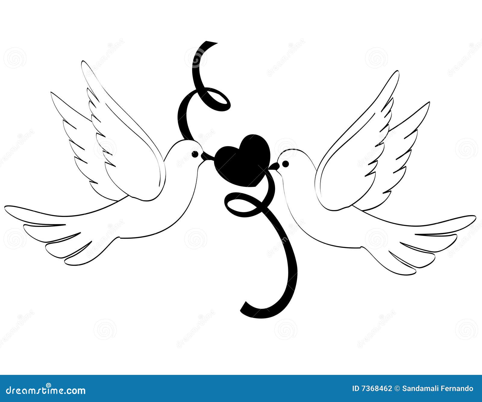 Pares De La Paloma Con El Corazón Ilustración del Vector - Ilustración ...
