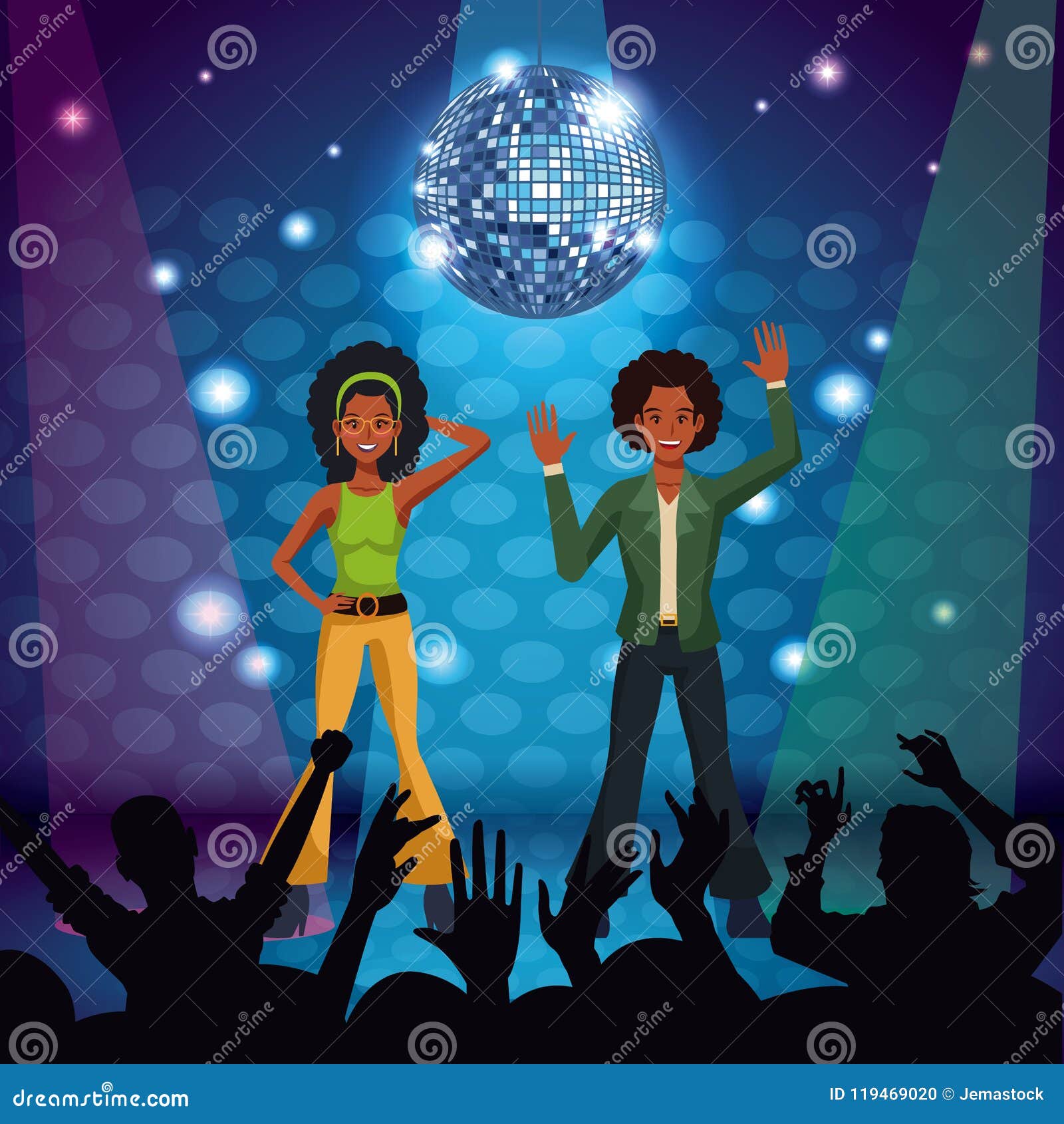 Pares De Los Bailarines Del Disco Ilustración del Vector - Ilustración ...