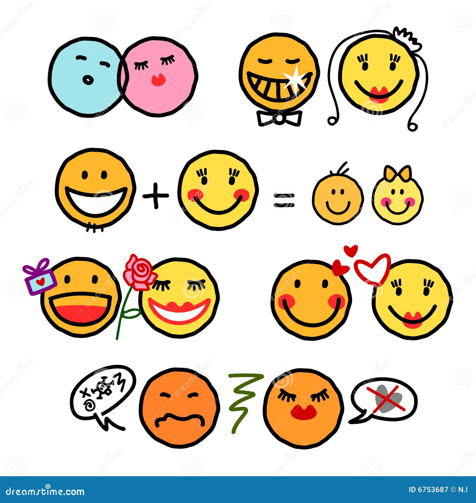 Pares de los smiley ilustración del vector. Ilustración de amor - 6753687