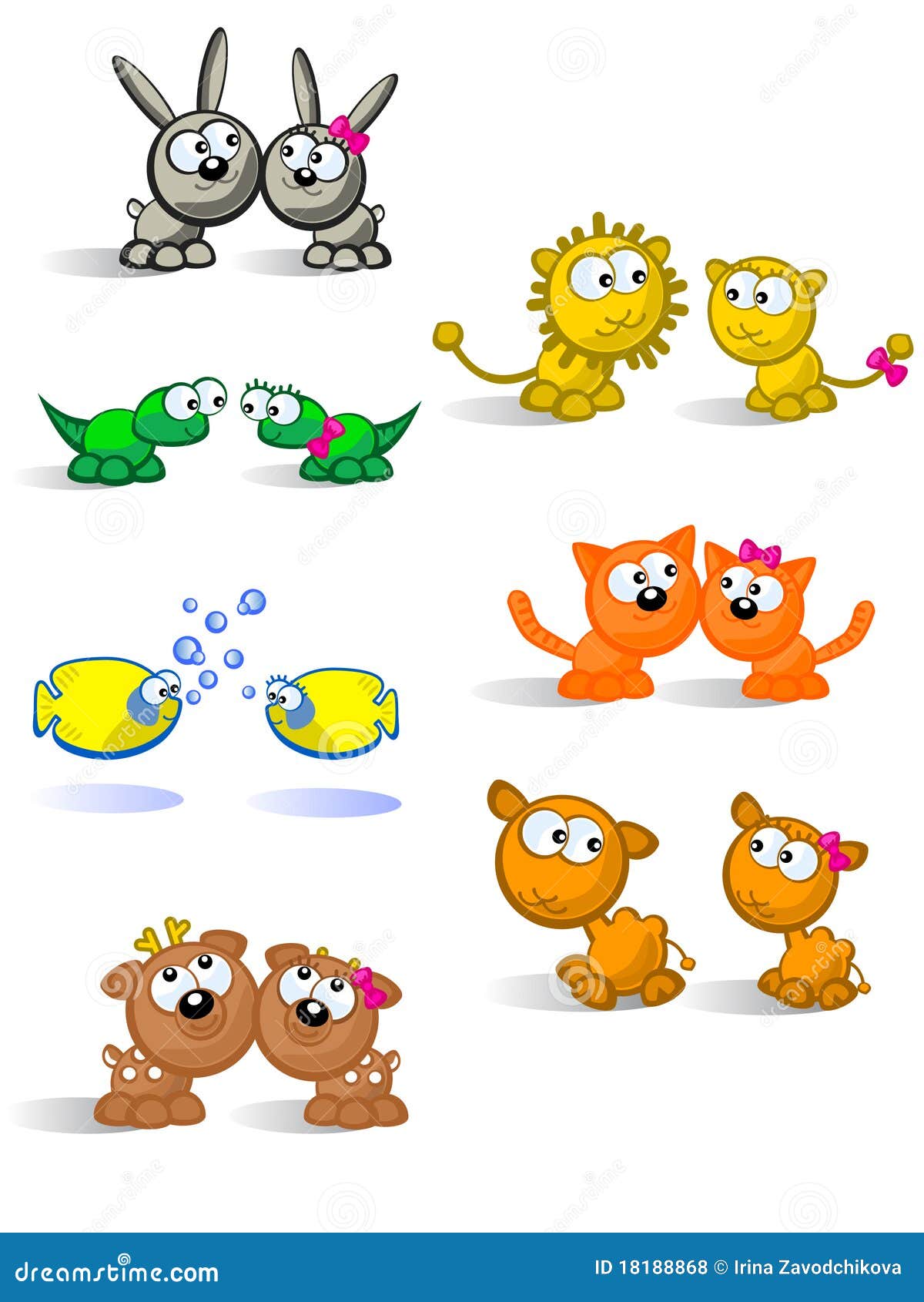 Pares isolados de animais ilustração do vetor. Ilustração de alegria ...