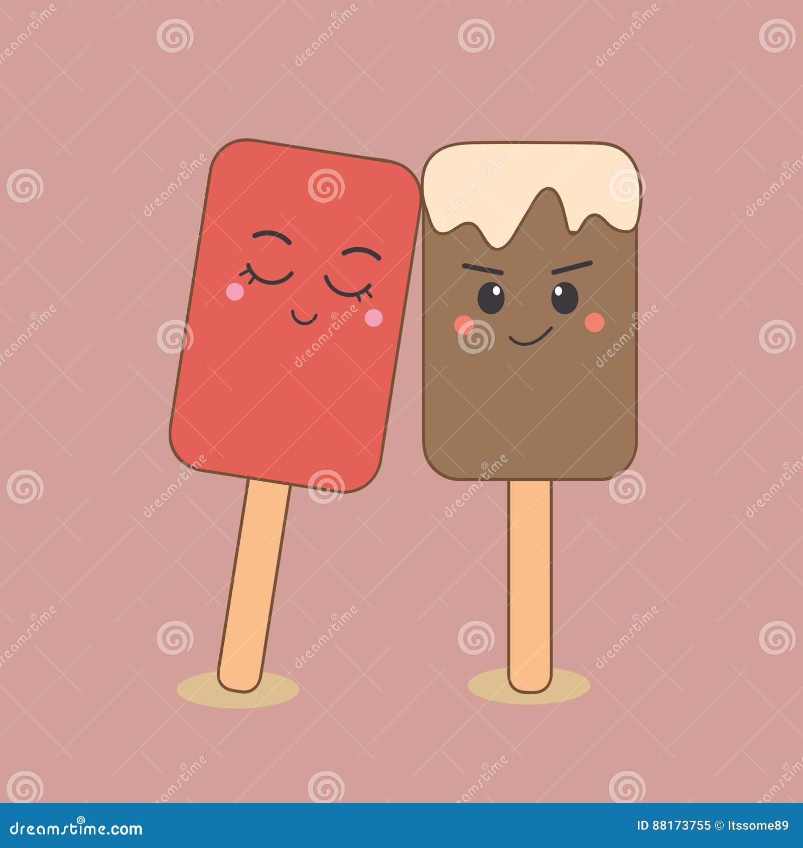 Pares Lindos Del Palillo Del Helado Stock de ilustración - Ilustración ...