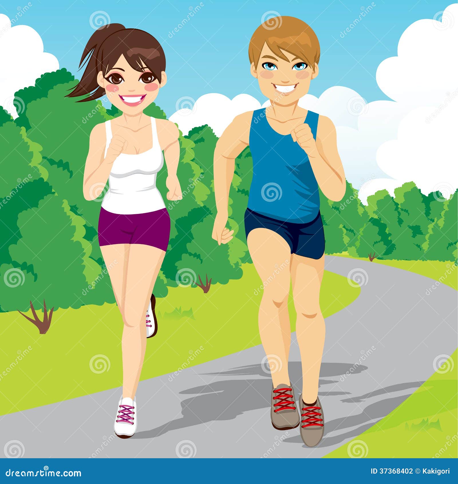 Pares Que Activan Que Corren En Parque Ilustración del Vector ...