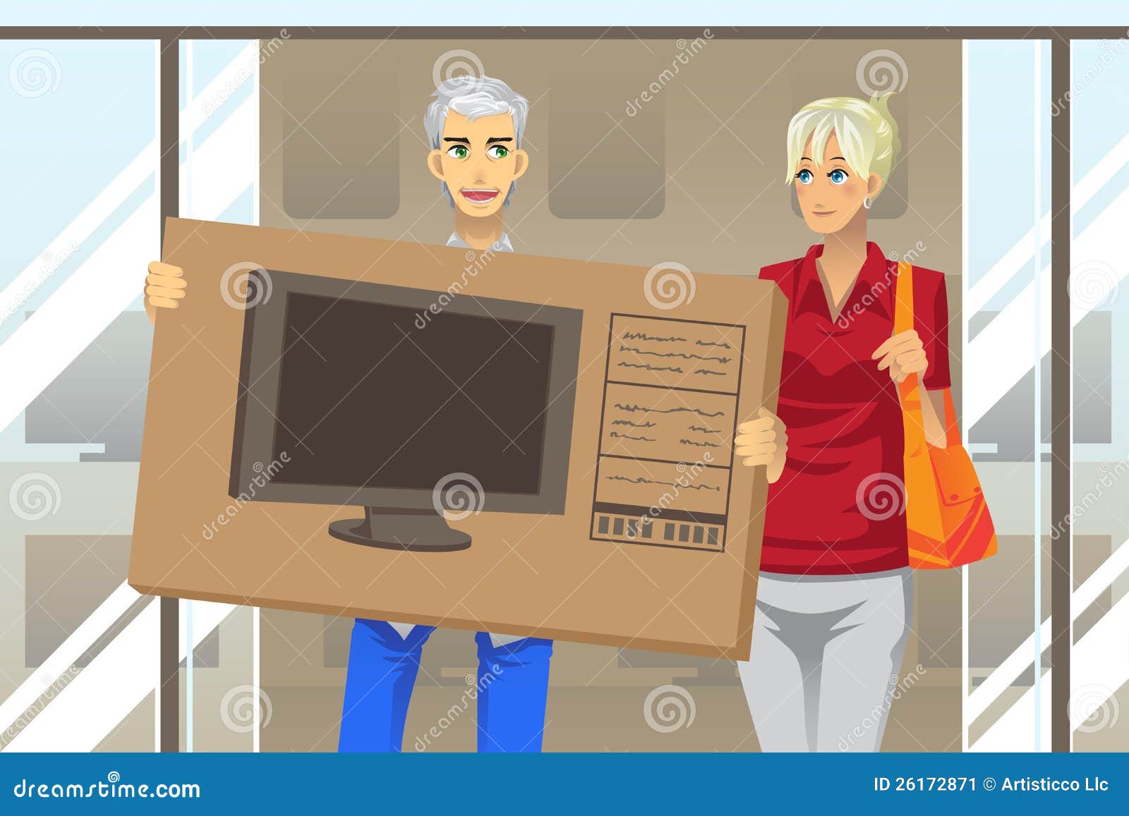 Pares que compran la TV ilustración del vector. Ilustración de ...