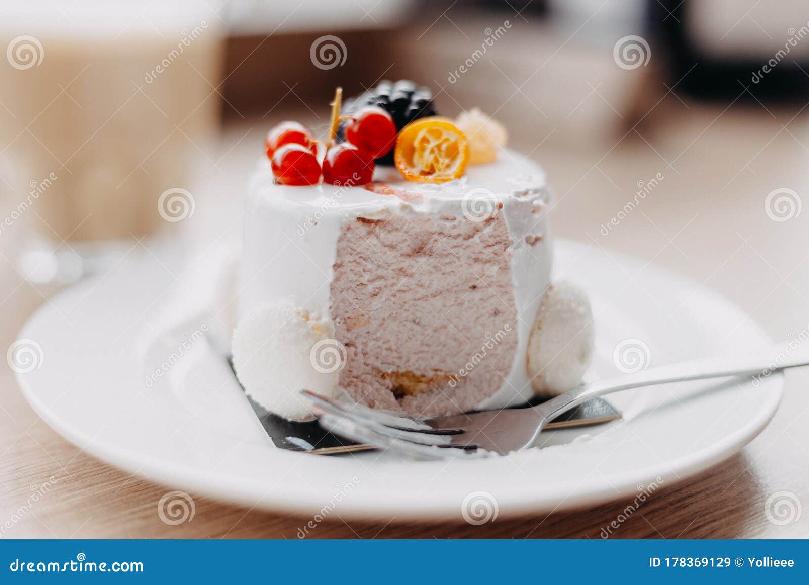 Parfait Cake with Raspberry, Blackberry and Red Currant on Top Stock ...