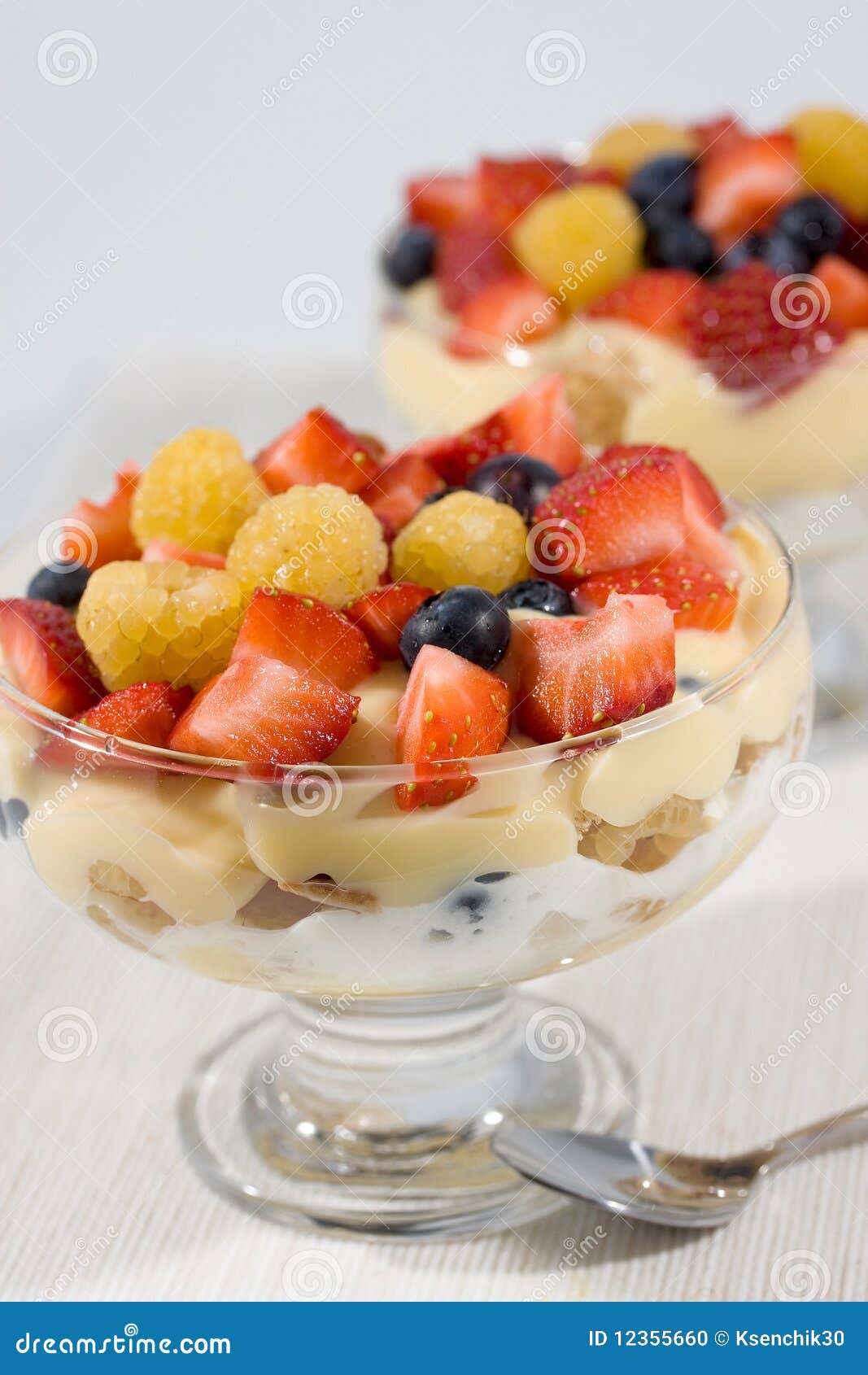 Parfait Layered with Fruits, Whipped Cream and Cus Stock Photo - Image ...