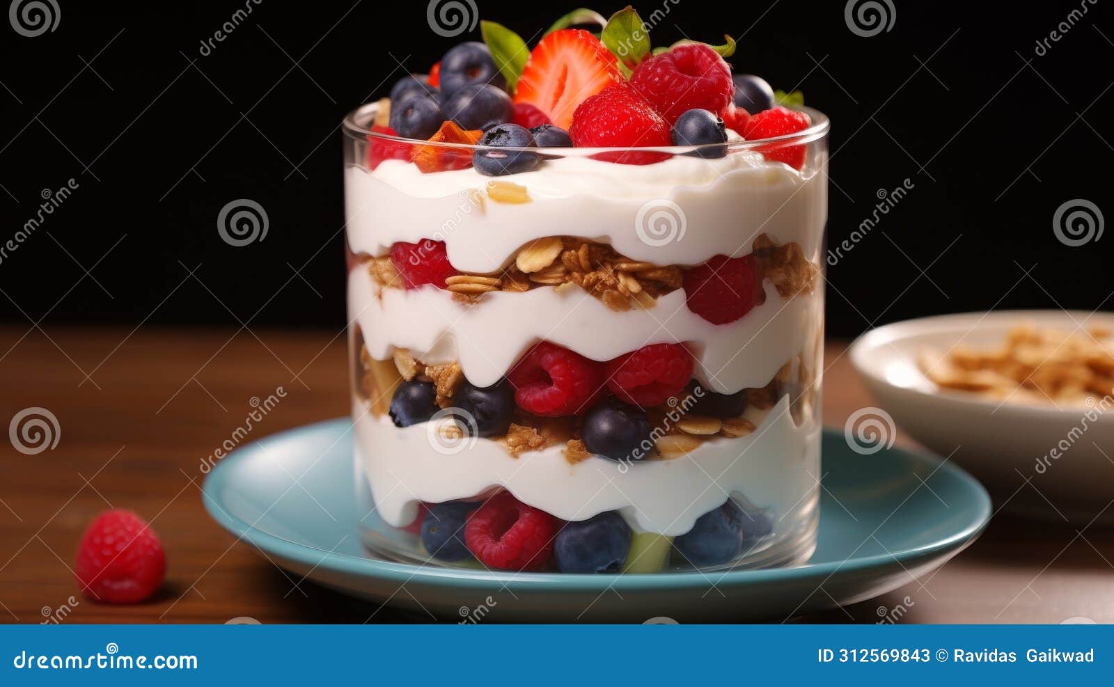 Parfait with Yogurt and Layered Fruits Stock Illustration ...