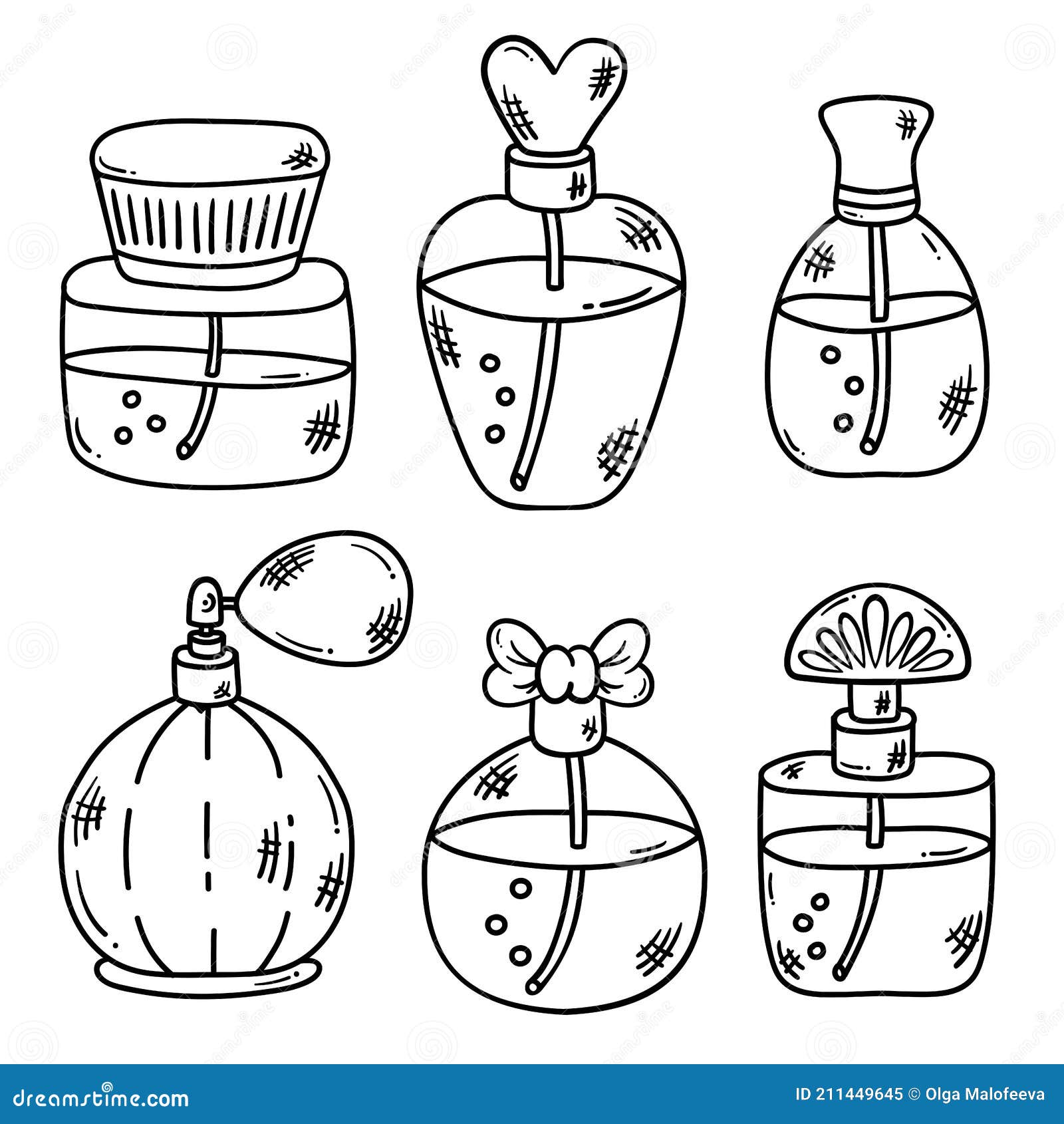 Parfum Bootles Doodle Icons Line Vector Set Stock Vector - Illustration ...