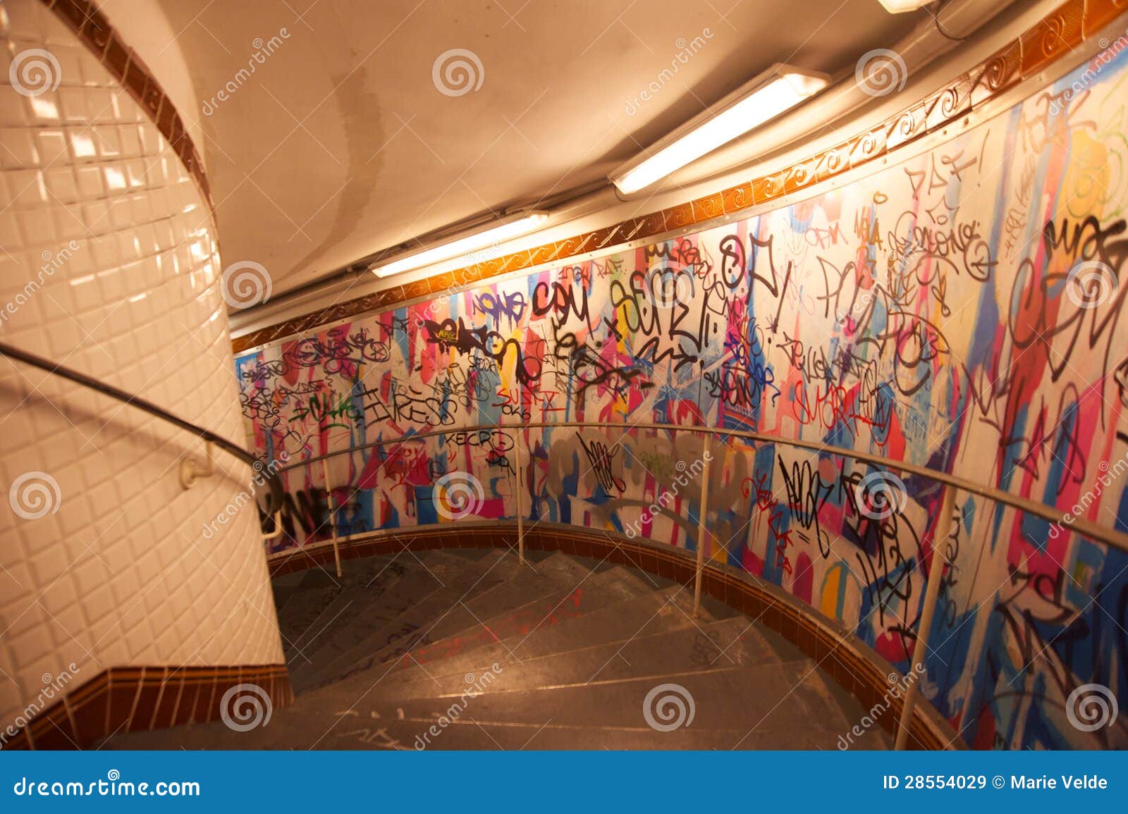 Paris Abbesses Metro Staircase Editorial Stock Image - Image of ...