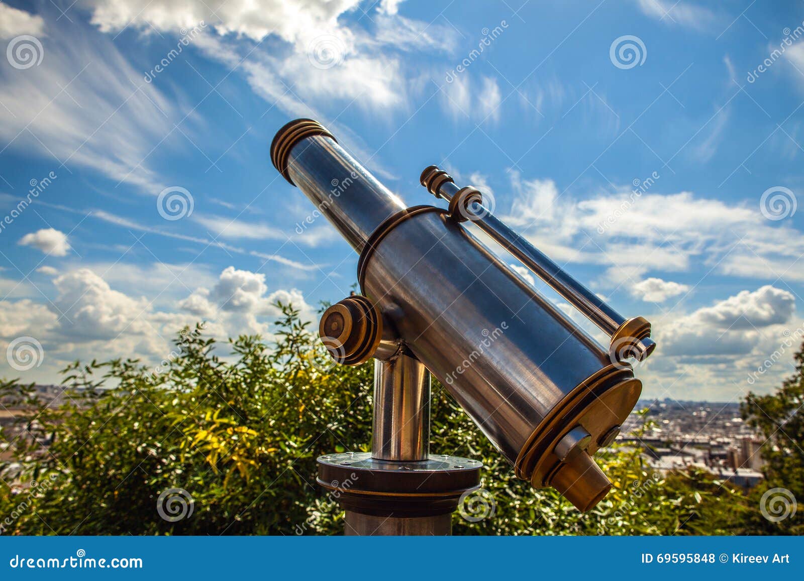 Paris Aerial Telescope View from Monmartre Hill Stock Photo - Image of ...