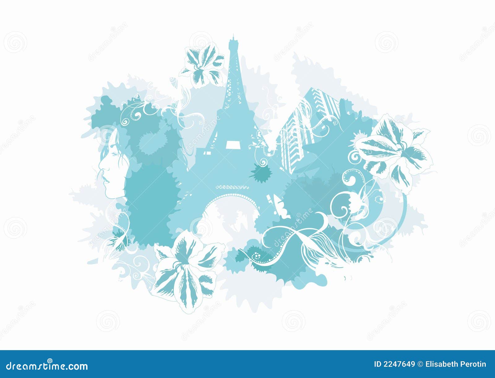 Paris azul ilustração do vetor. Ilustração de eiffel, vetor - 2247649