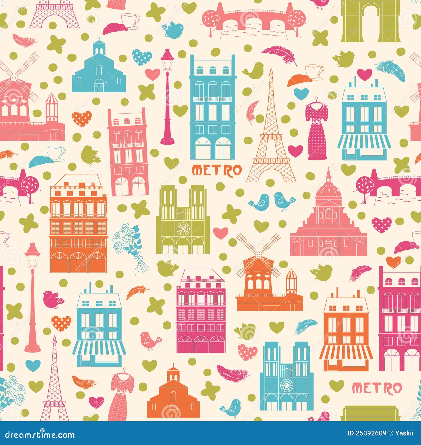 Paris background. Pattern stock vector. Illustration of bird - 25392609