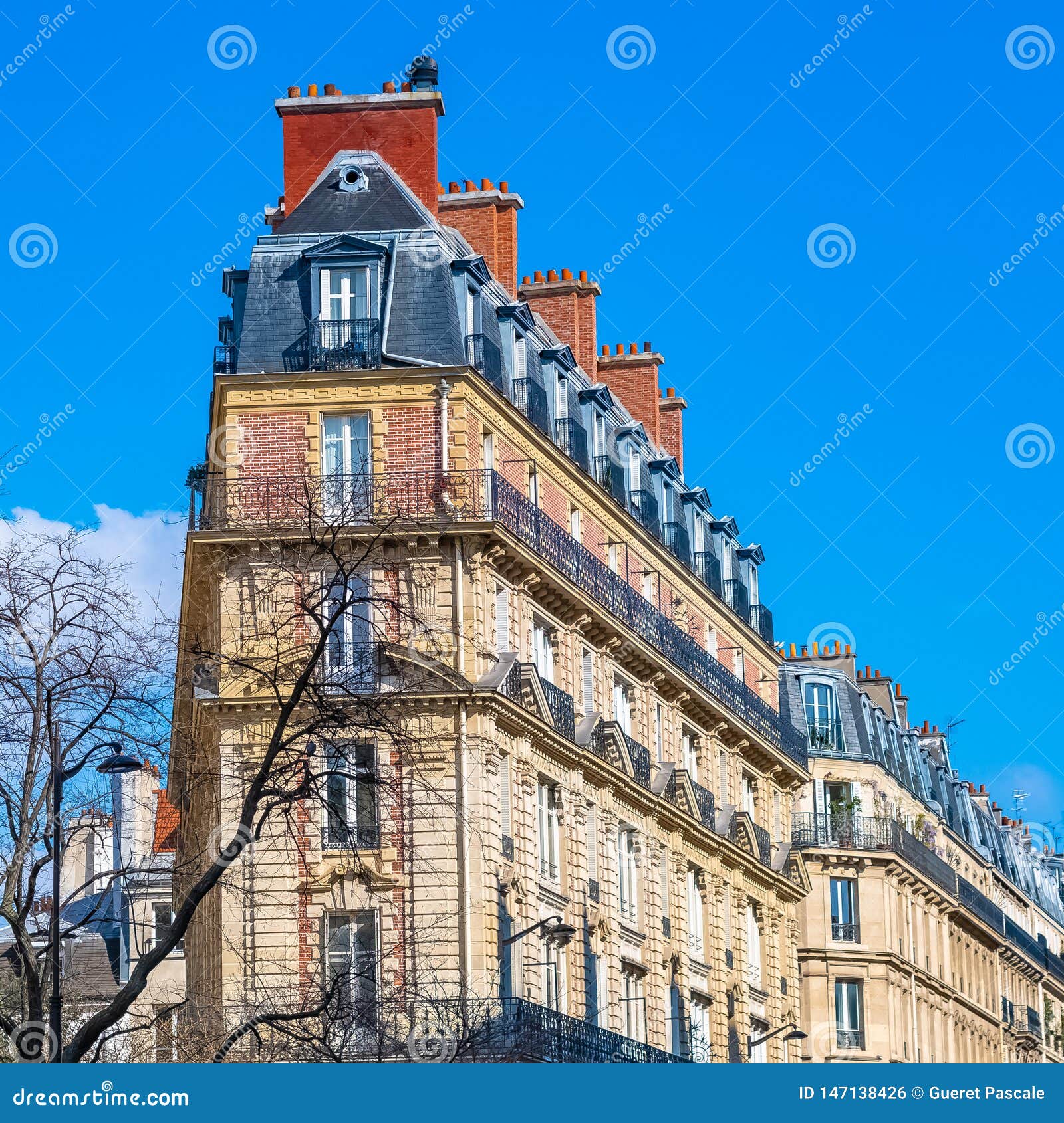 Paris, beautiful building stock photo. Image of housing - 147138426