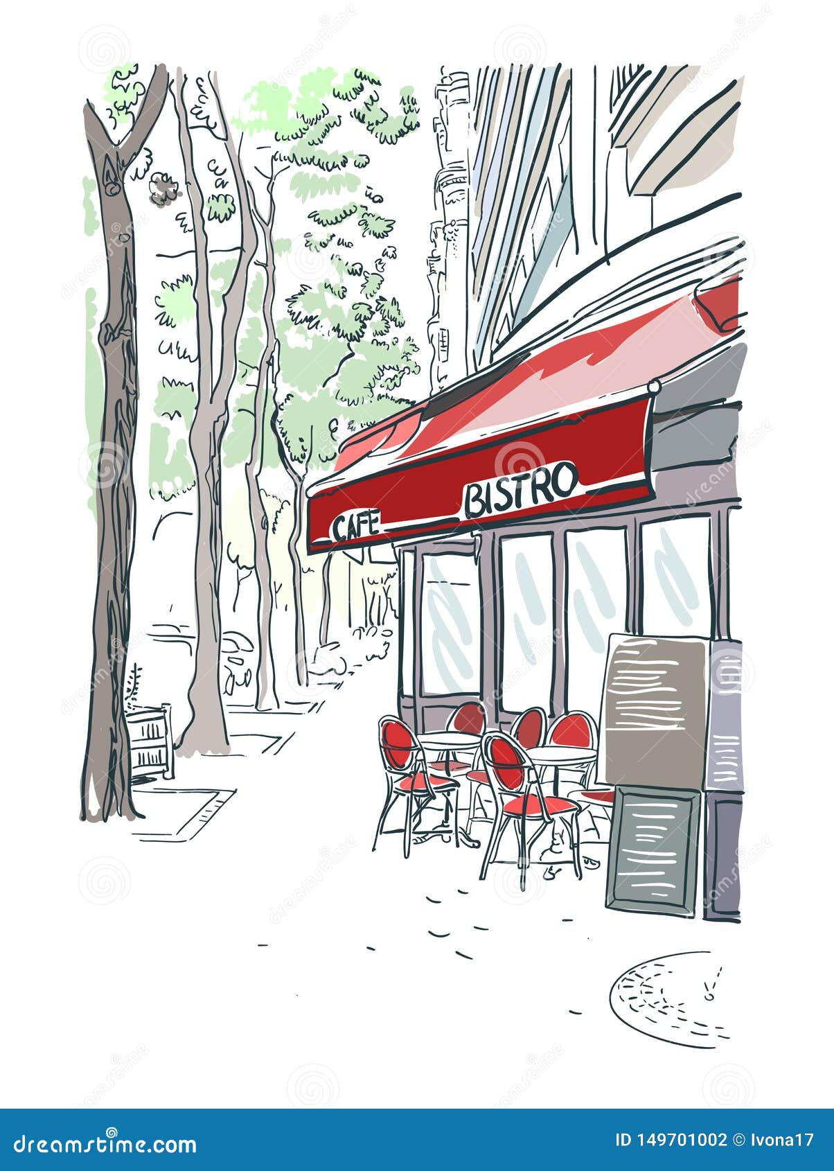 Paris Cafe Drawing