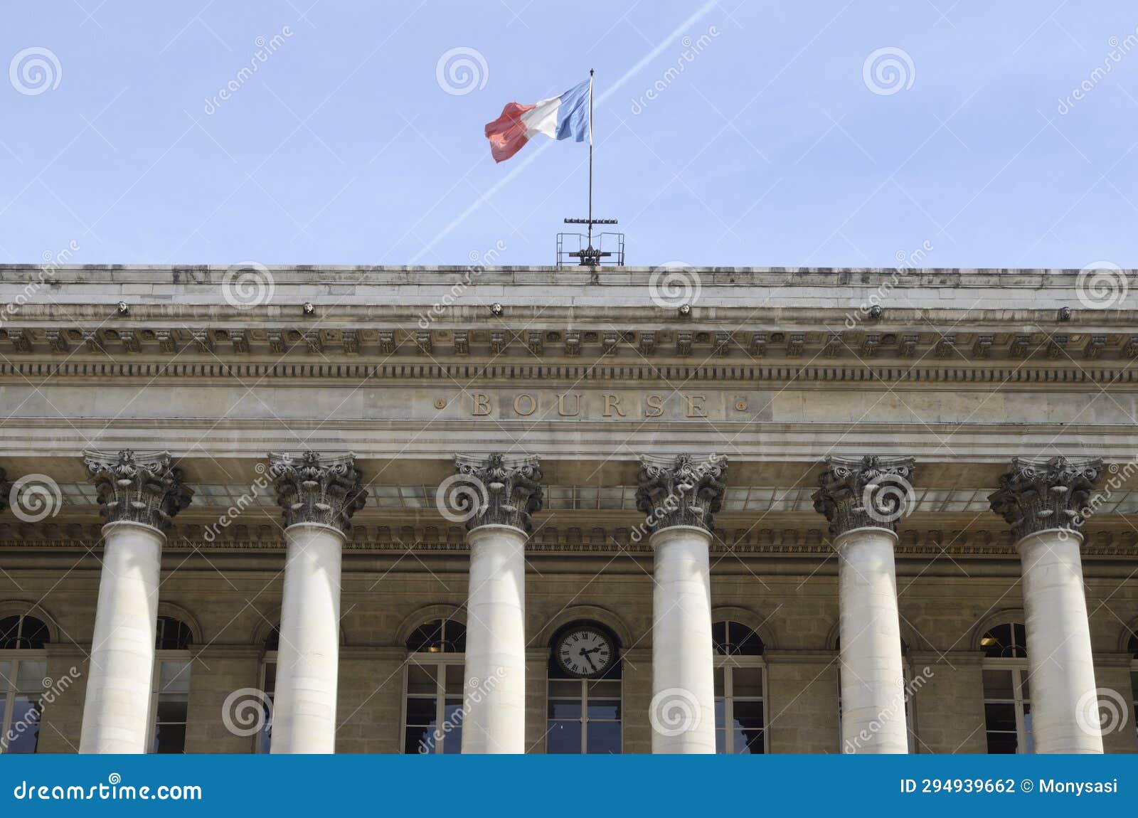 Paris Bourse Columns stock photo. Image of landmark - 294939662