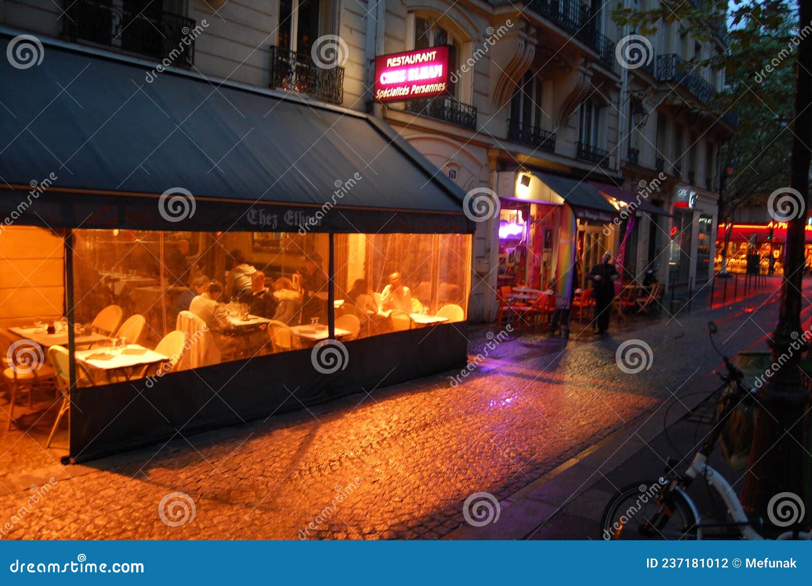 Paris cafe at night stock photo. Image of france, historical - 237181012