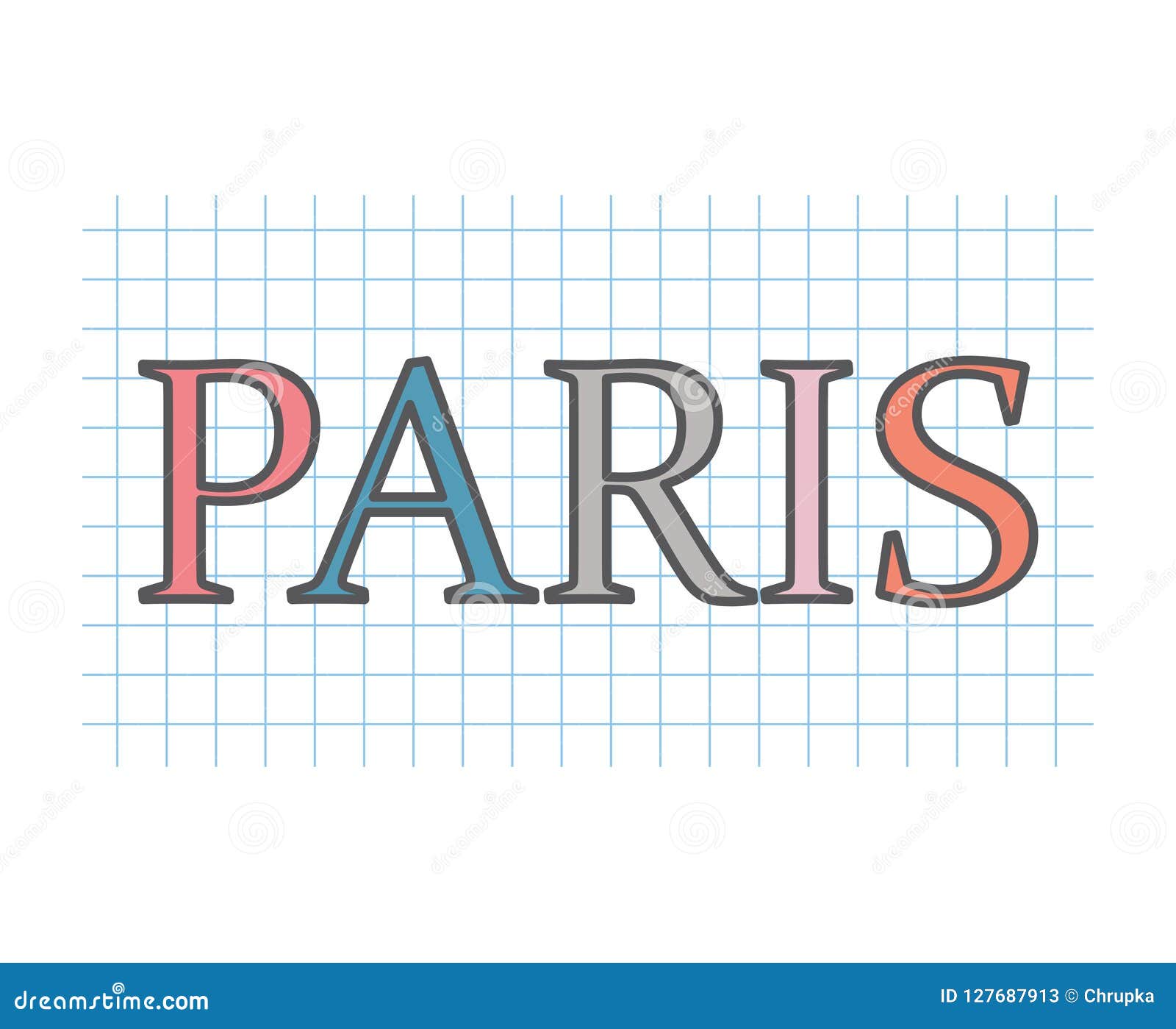 Paris on Checkered Paper Texture Stock Vector - Illustration of ...
