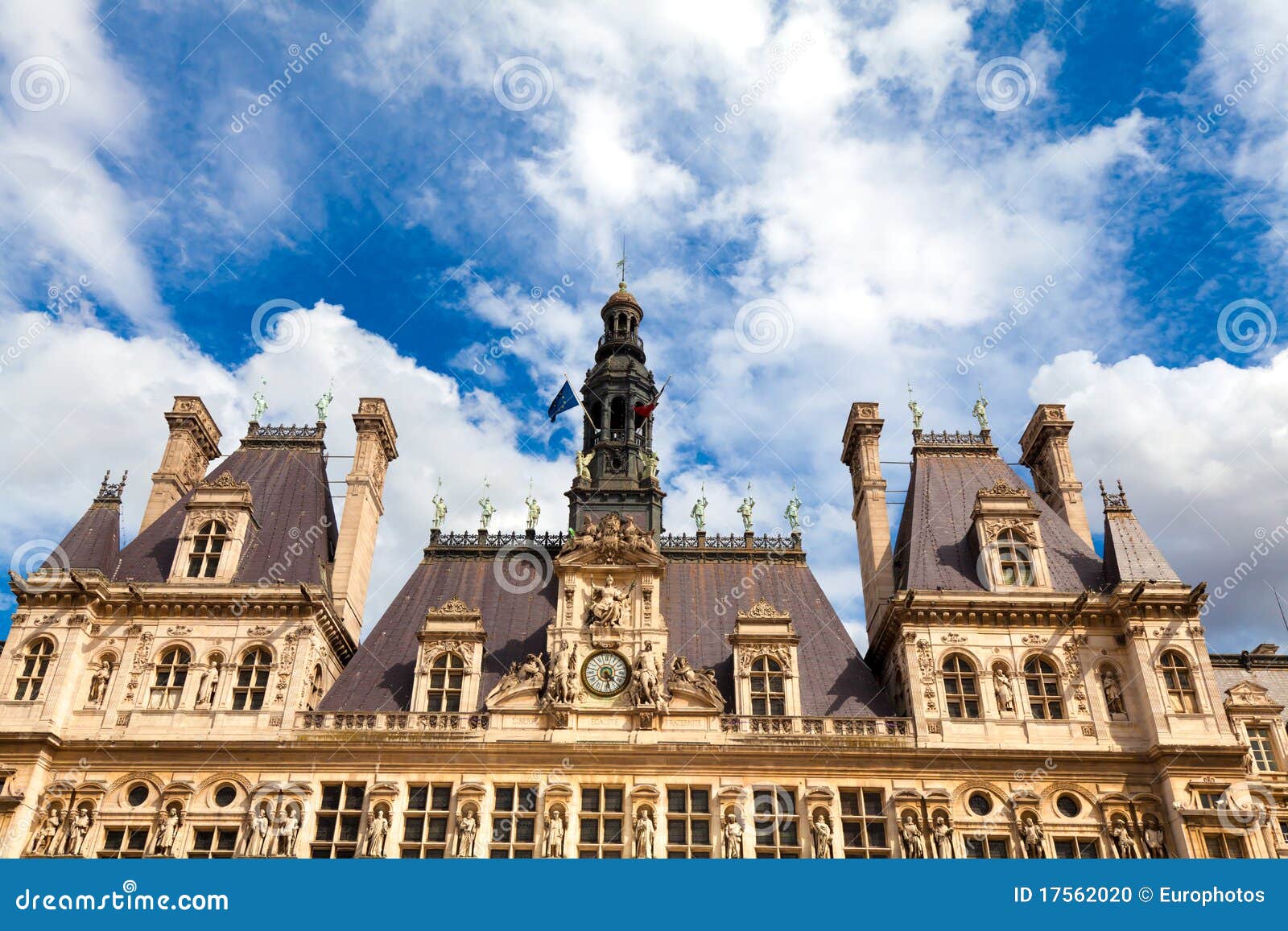 Paris City Hall stock photo. Image of sunlight, building - 17562020