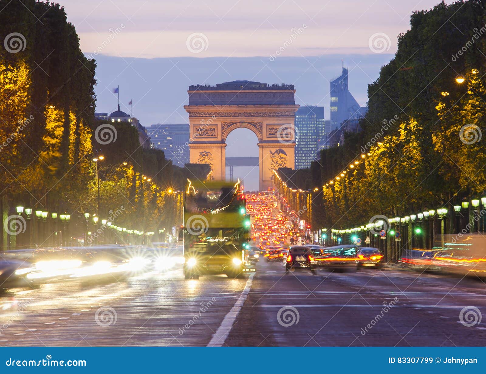 Paris City Traffic at Night Stock Image - Image of france, memorial ...