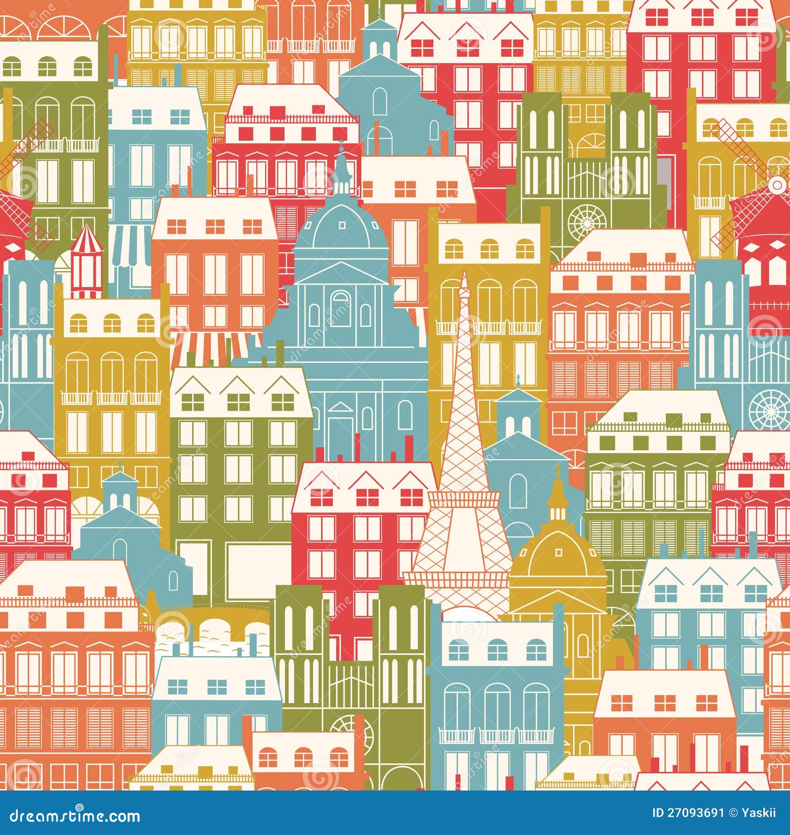 Paris Cityscape pattern stock vector. Illustration of holiday - 27093691