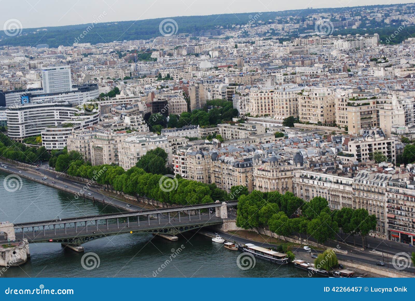 Paris cityscape stock image. Image of france, trees, river - 42266457